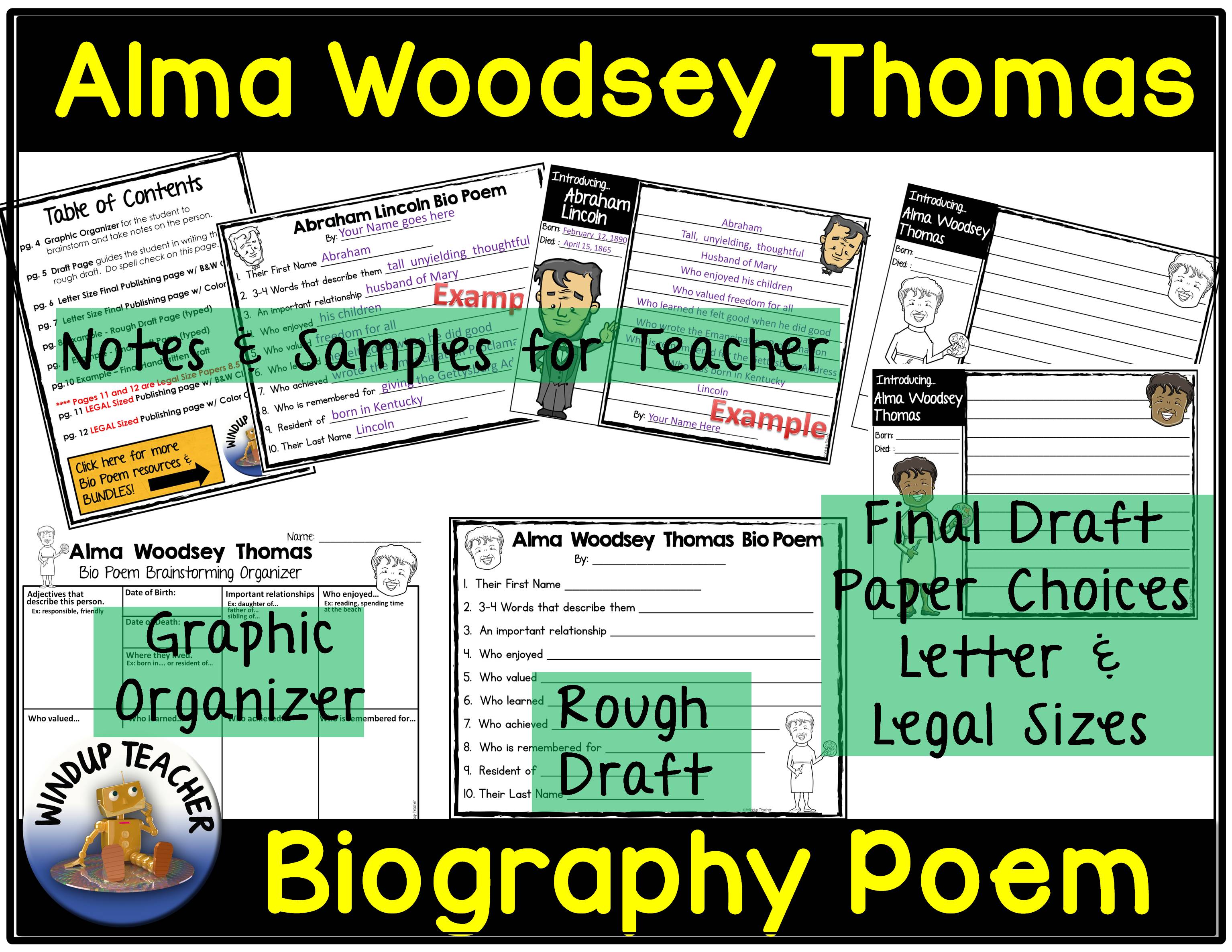 Alma Woodsey Thomas Poem Writing Activity - Classful