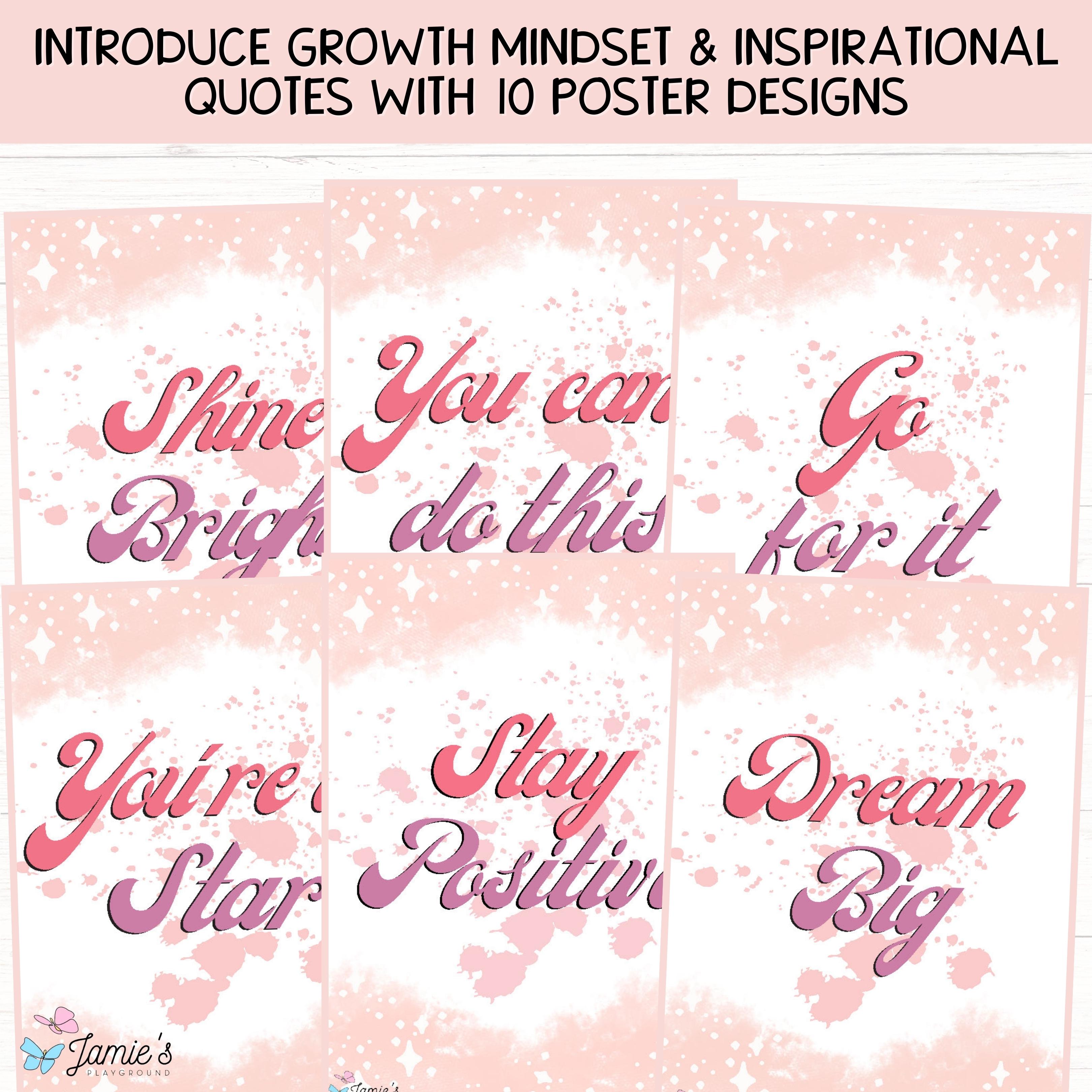 Growth Mindset Posters Pink Classroom Decor and Bulletin Board - Classful