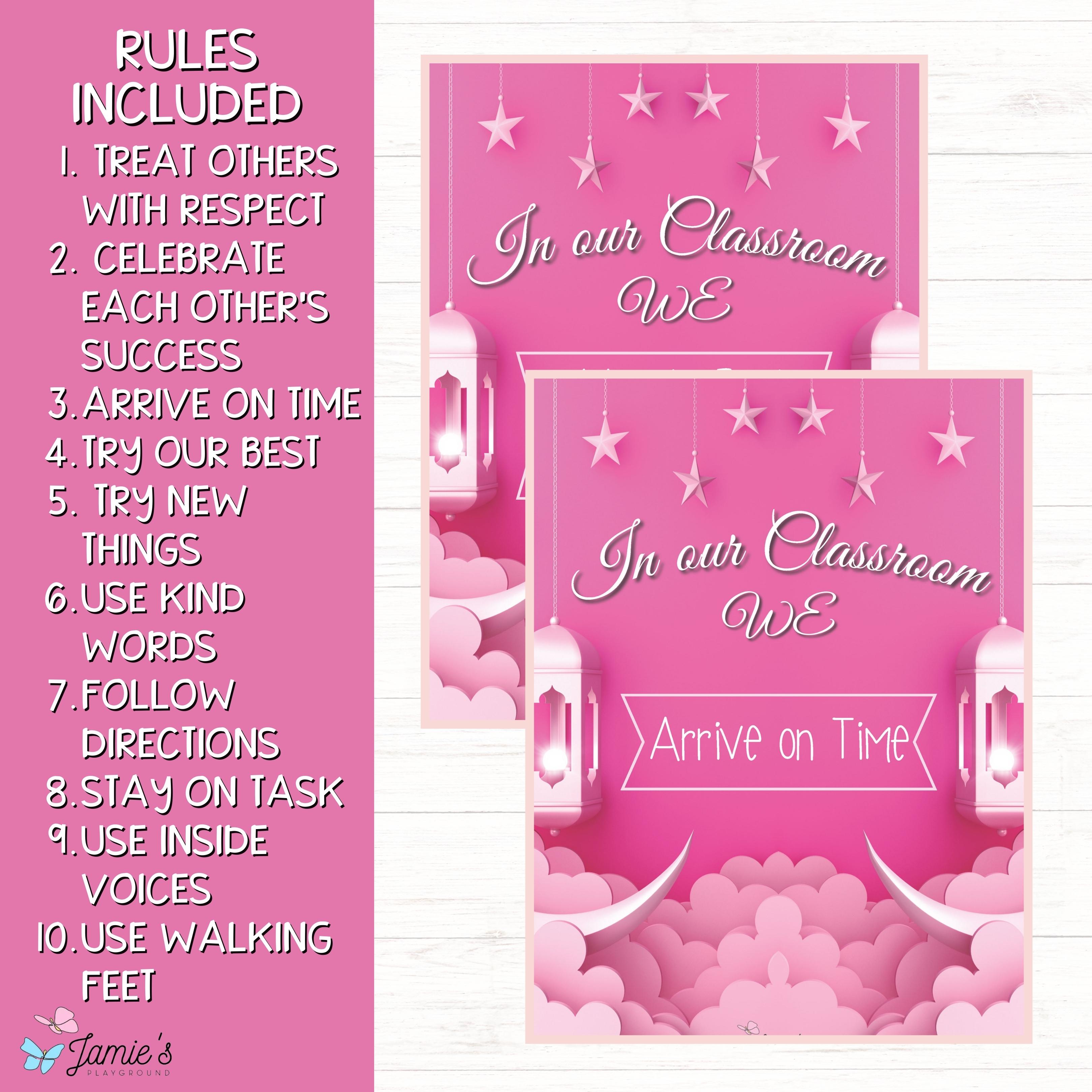 Classroom Rules & Expectations Posters (Pink) Bulletin Board Classroom ...