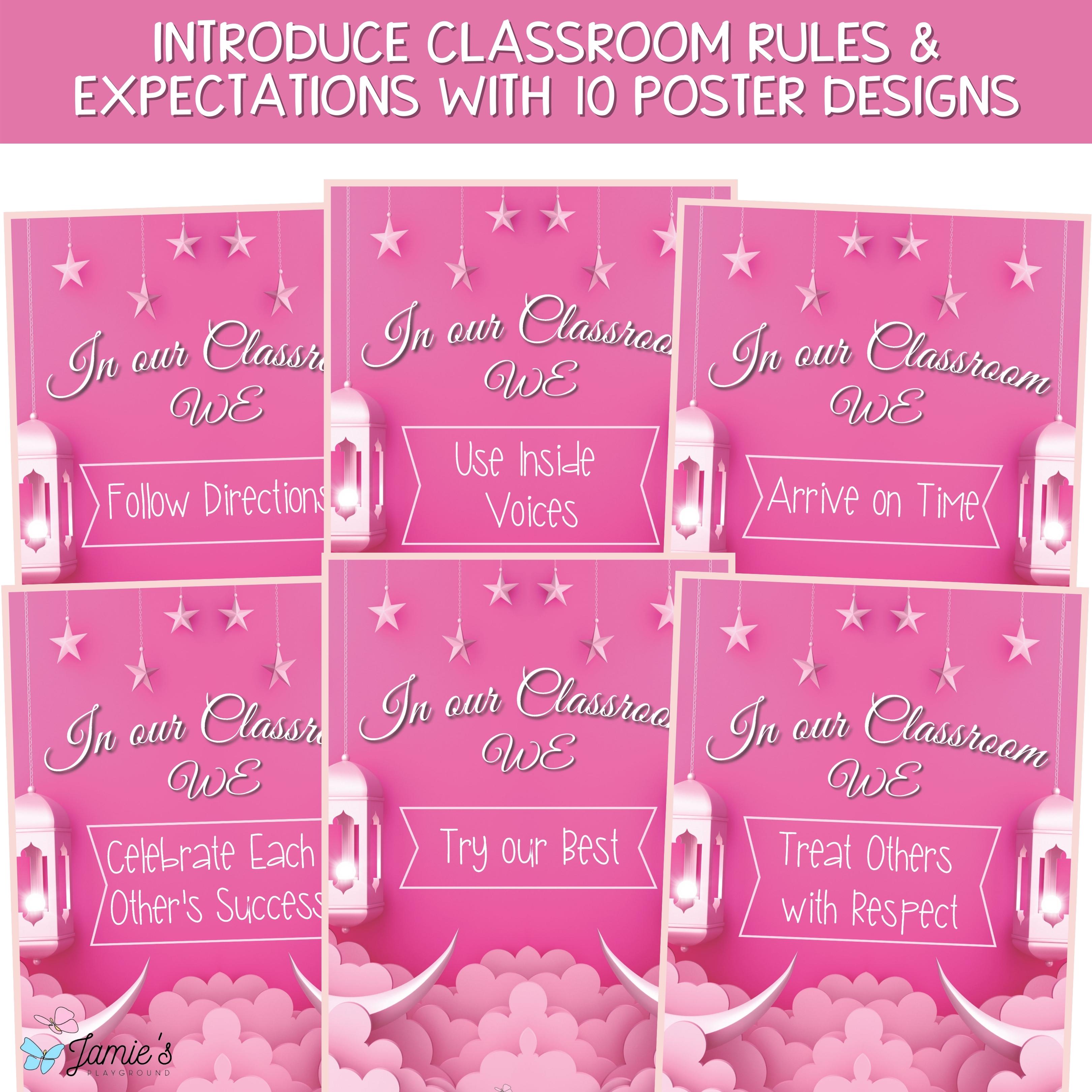 Classroom Rules & Expectations Posters (Pink) Bulletin Board Classroom ...