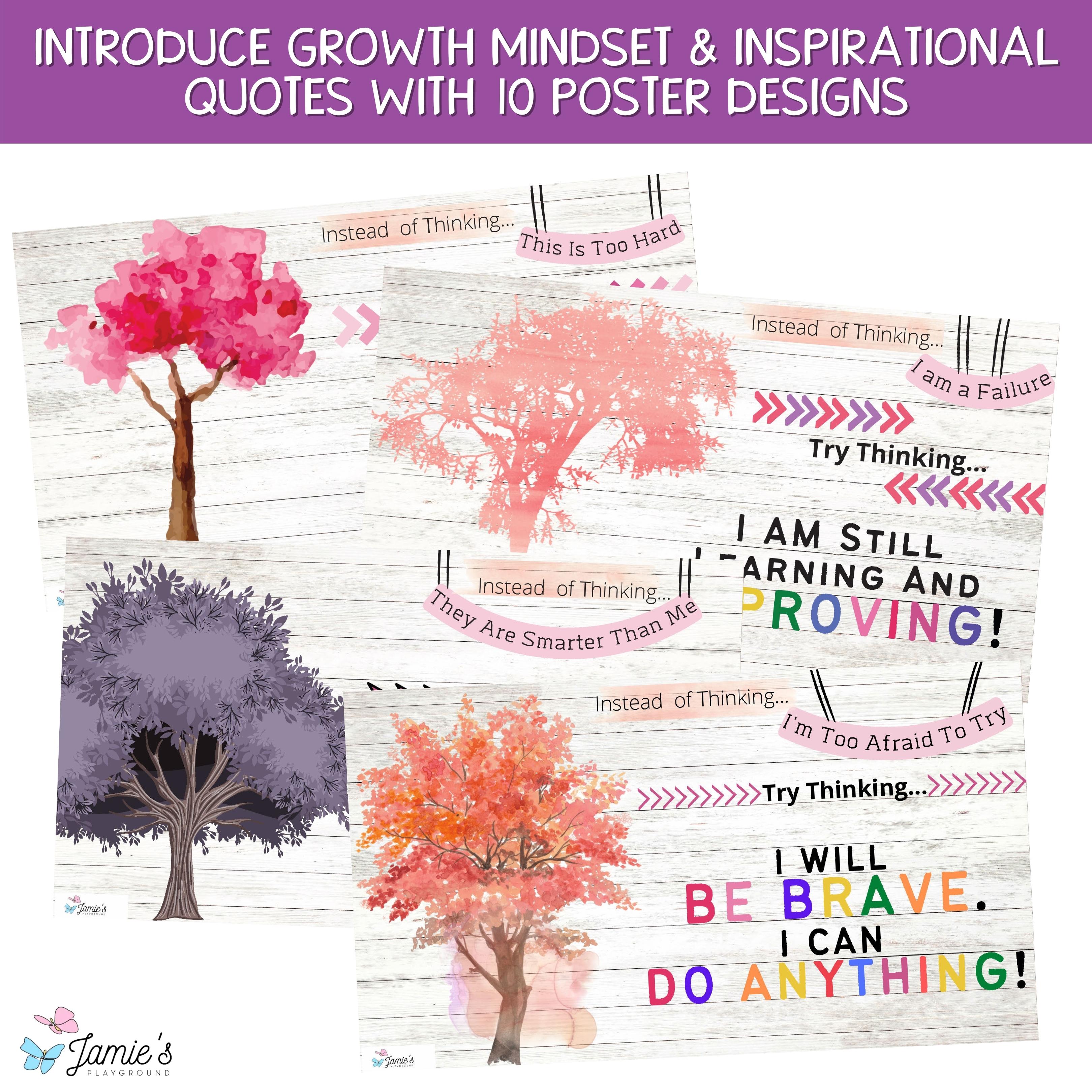 Growth Mindset Poster Display Tree Classroom Decor and Bulletin Board ...