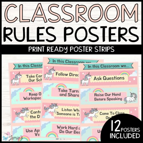 Classroom Rules & Expectations Posters (Unicorn) Bulletin Board ...