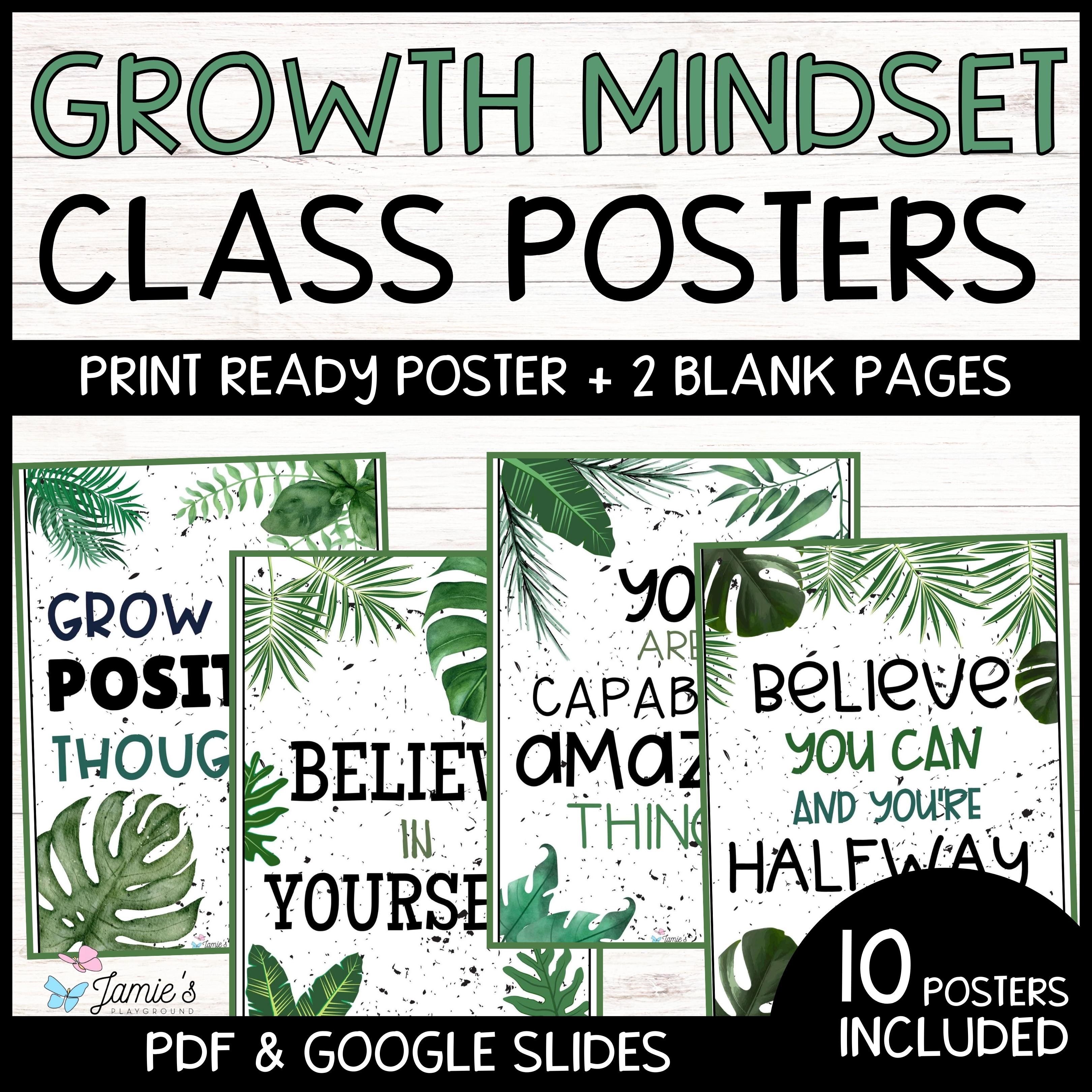 Growth Mindset Poster Display Tropical Classroom Decor and Bulletin ...