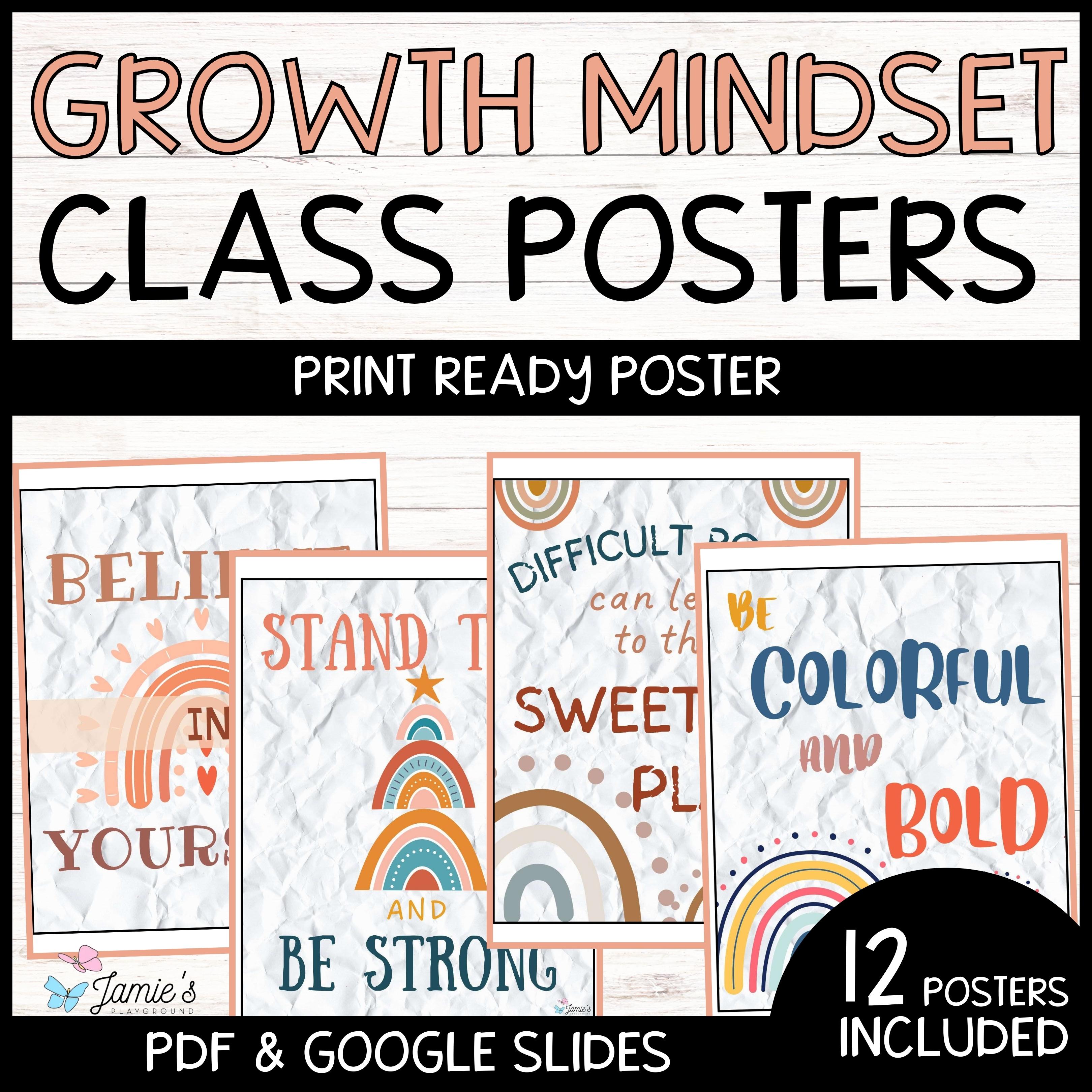 Growth Mindset Poster Display Boho Classroom Decor and Bulletin Board ...