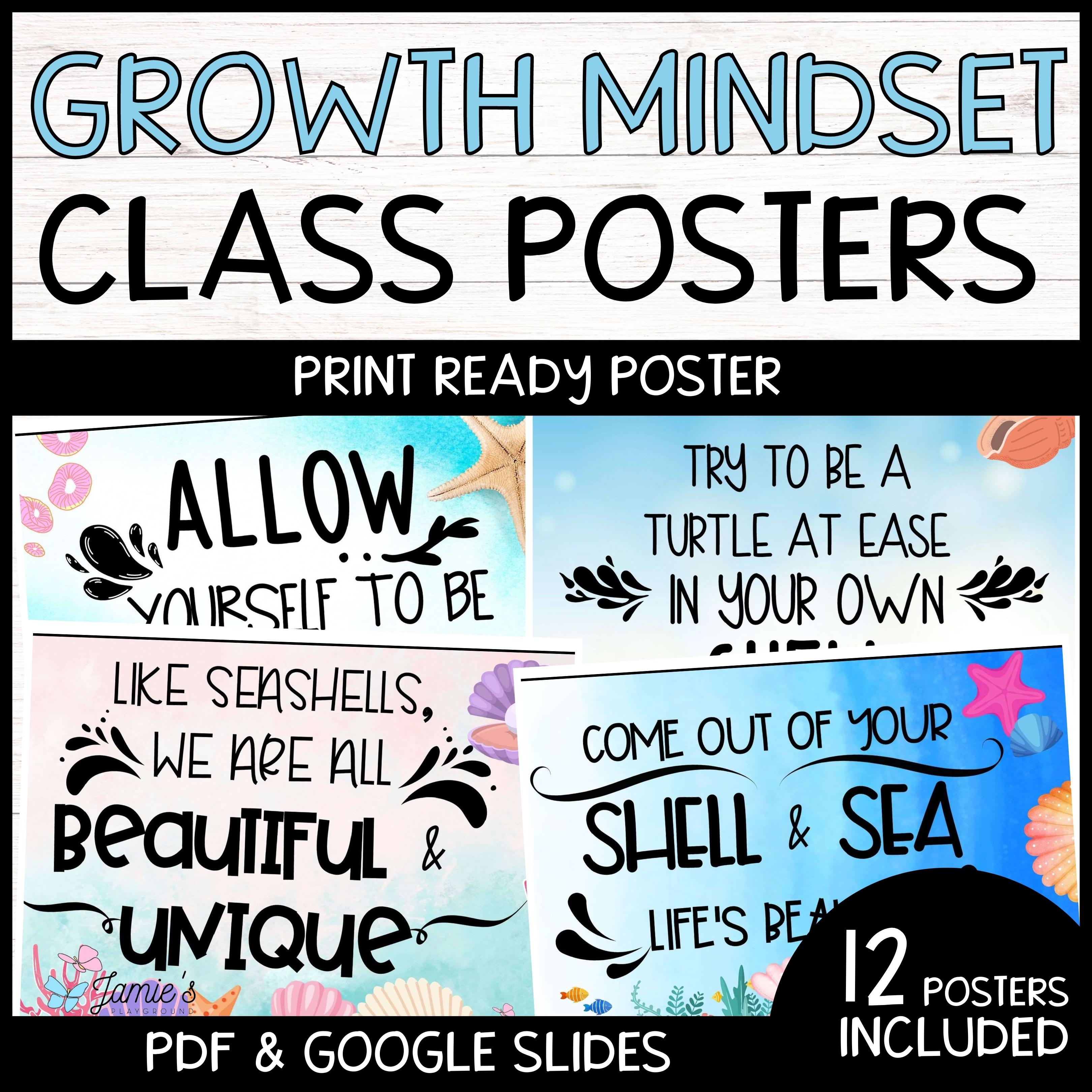 Growth Mindset Poster Display Ocean Classroom Decor and Bulletin Board ...