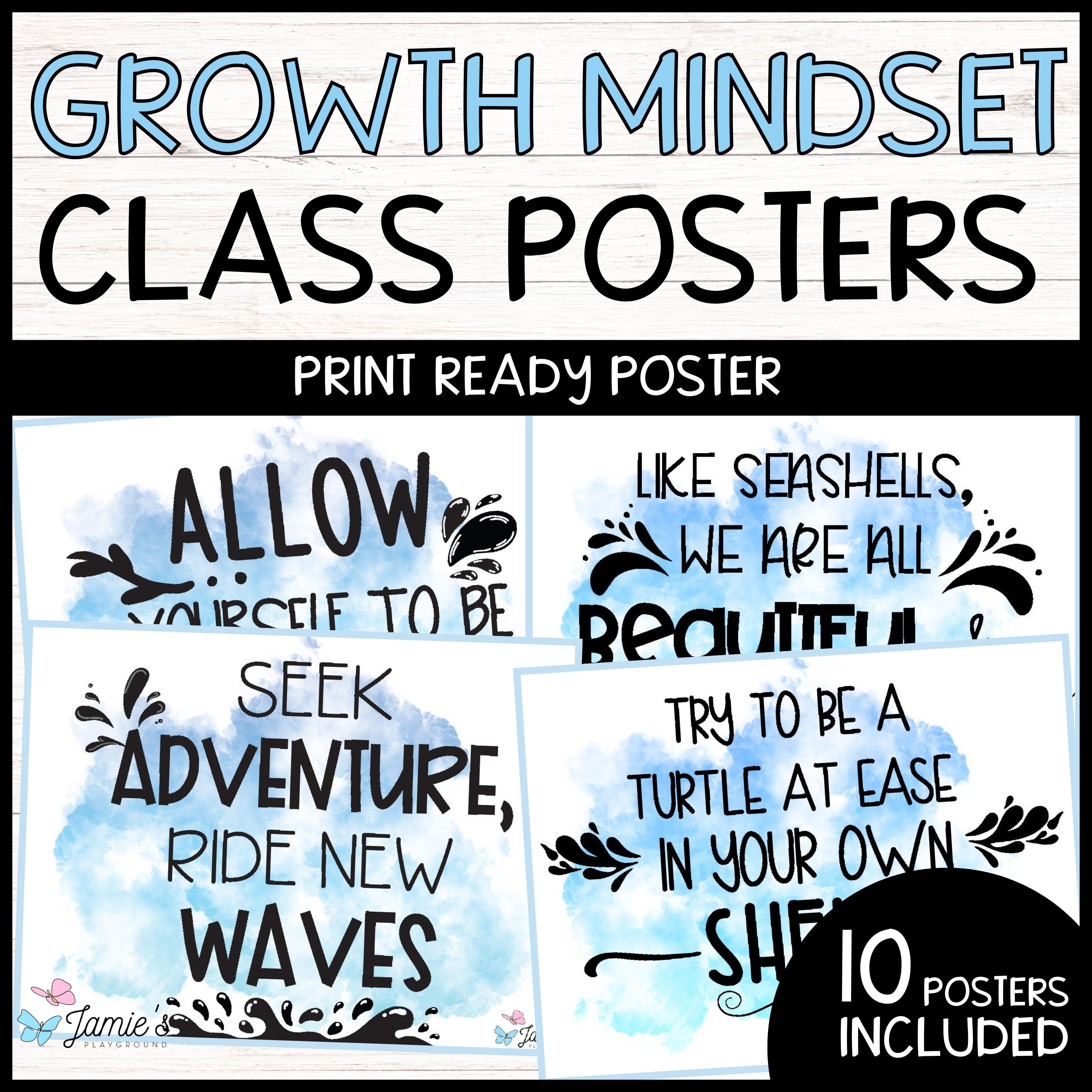 Growth Mindset Poster Display Ocean Classroom Decor and Bulletin Board ...