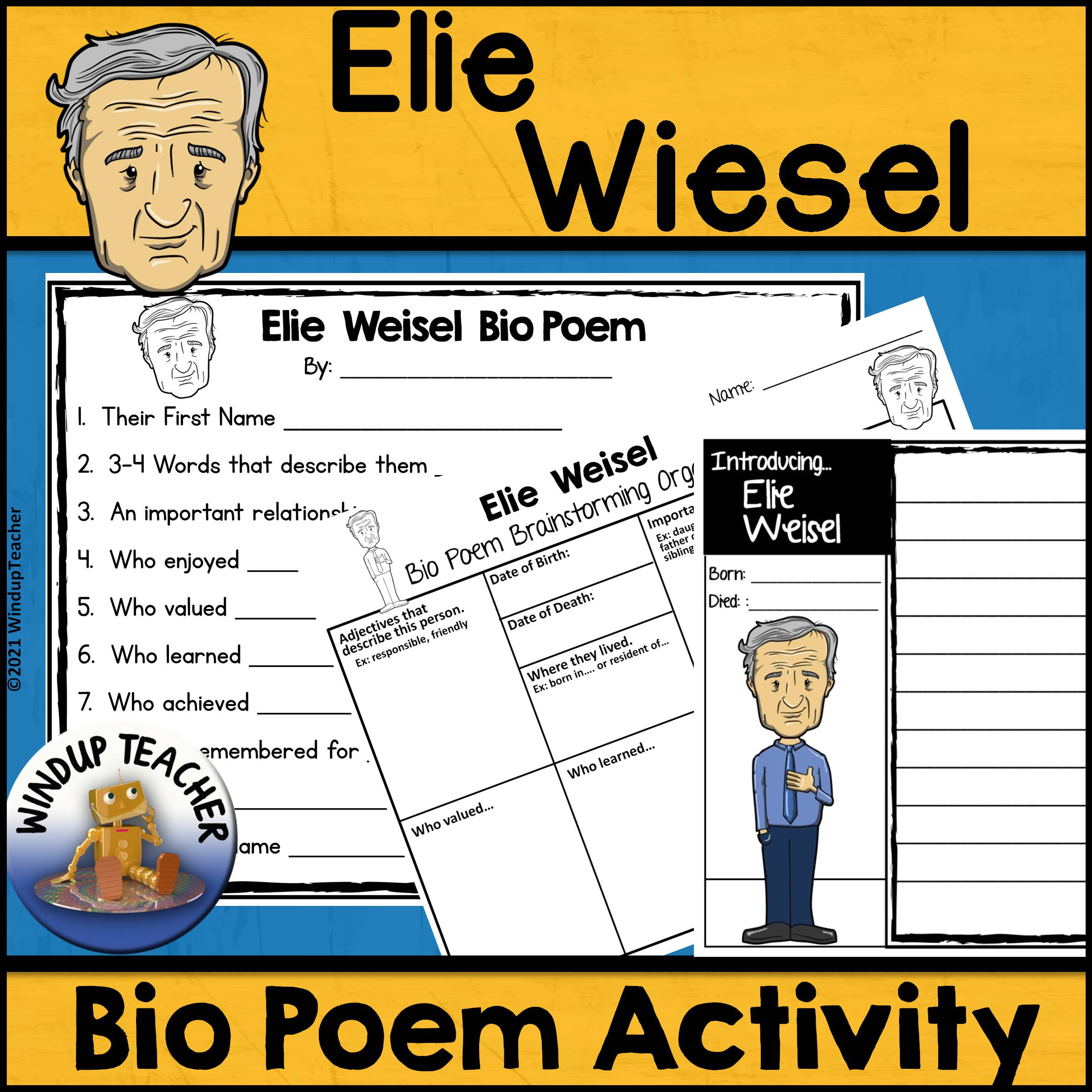 Elie Wiesel Poem Writing Activity - Classful