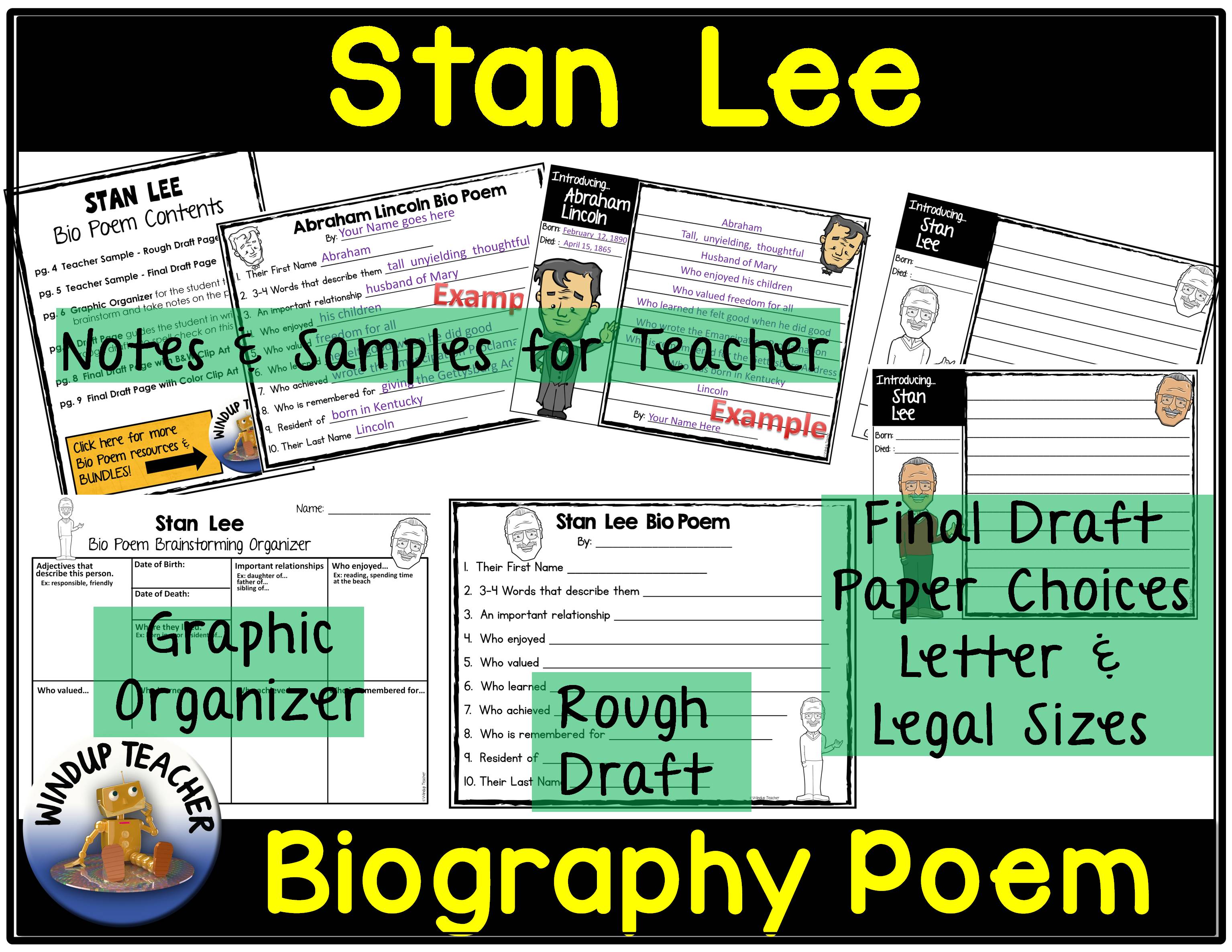 Stan Lee Poem Writing Activity - Classful