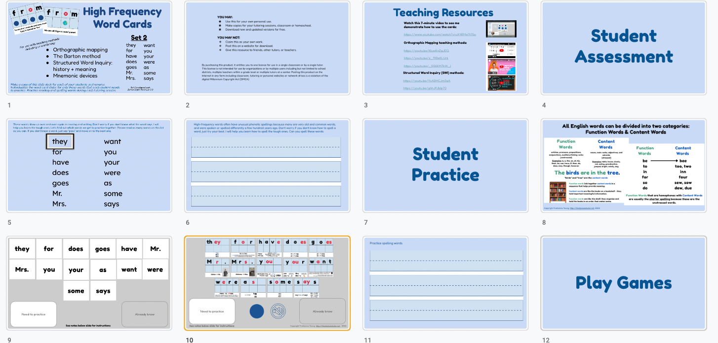 Set 2 - High Frequency Word Cards - Classful