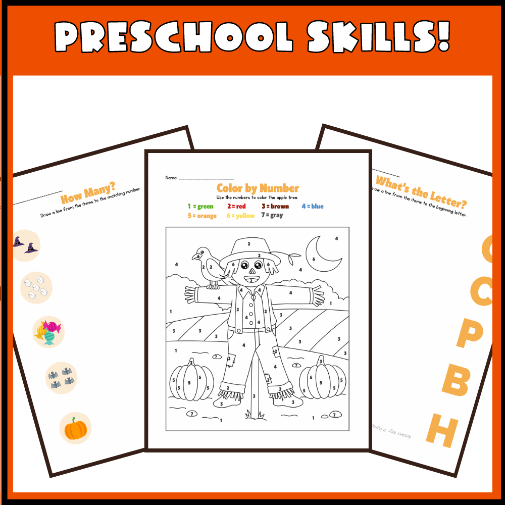 Halloween No Prep Preschool Activity Pack- Print and Go Worksheets ...