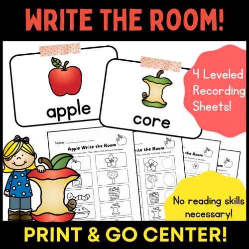 Apple Write the Room Activity for First Grade with Differentiation ...