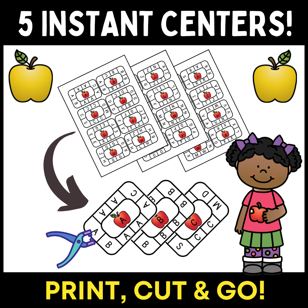 Fine Motor Hole Punch Cards with Apple Theme - Classful