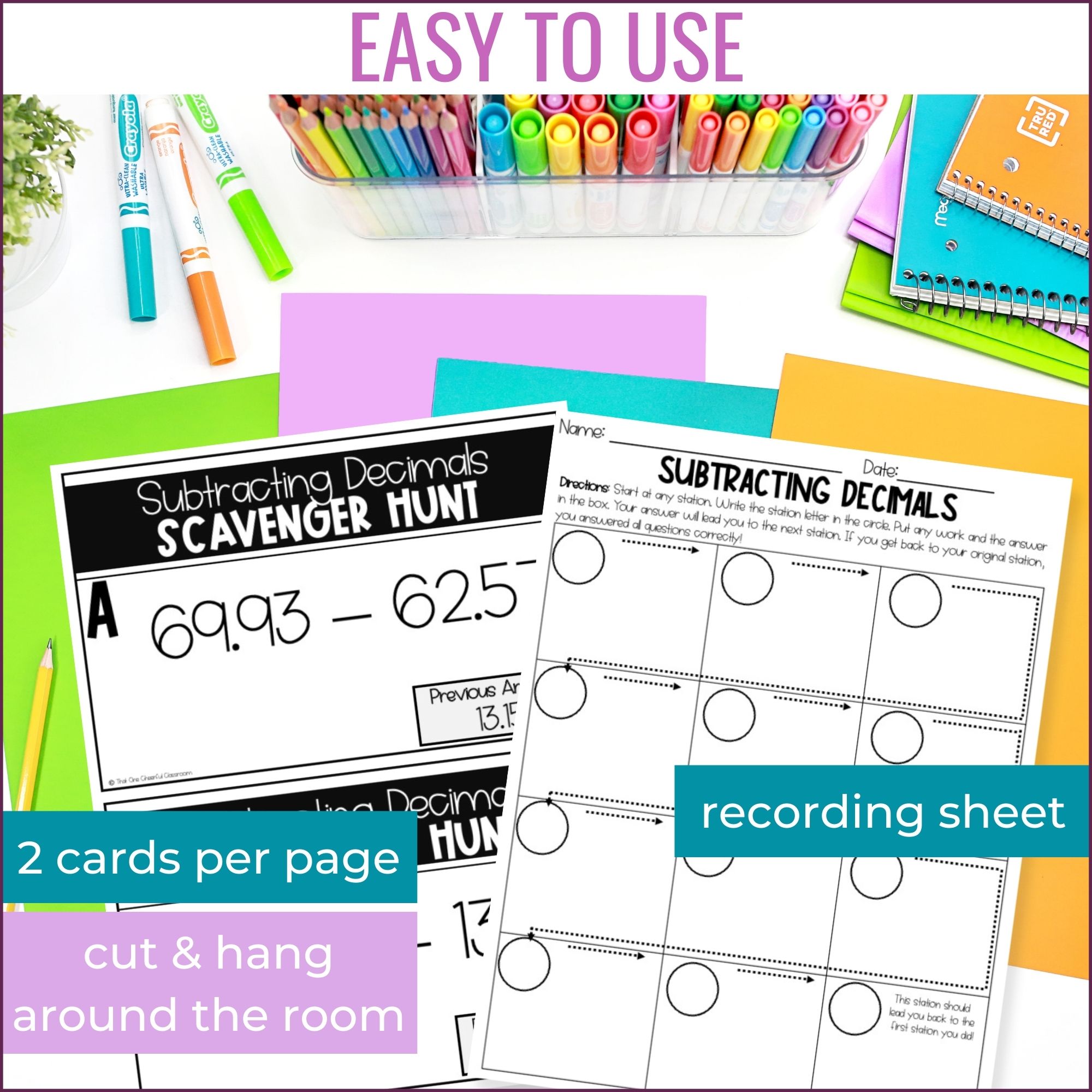 5th Grade Subtracting Decimals to the Hundredths Math Scavenger Hunt ...