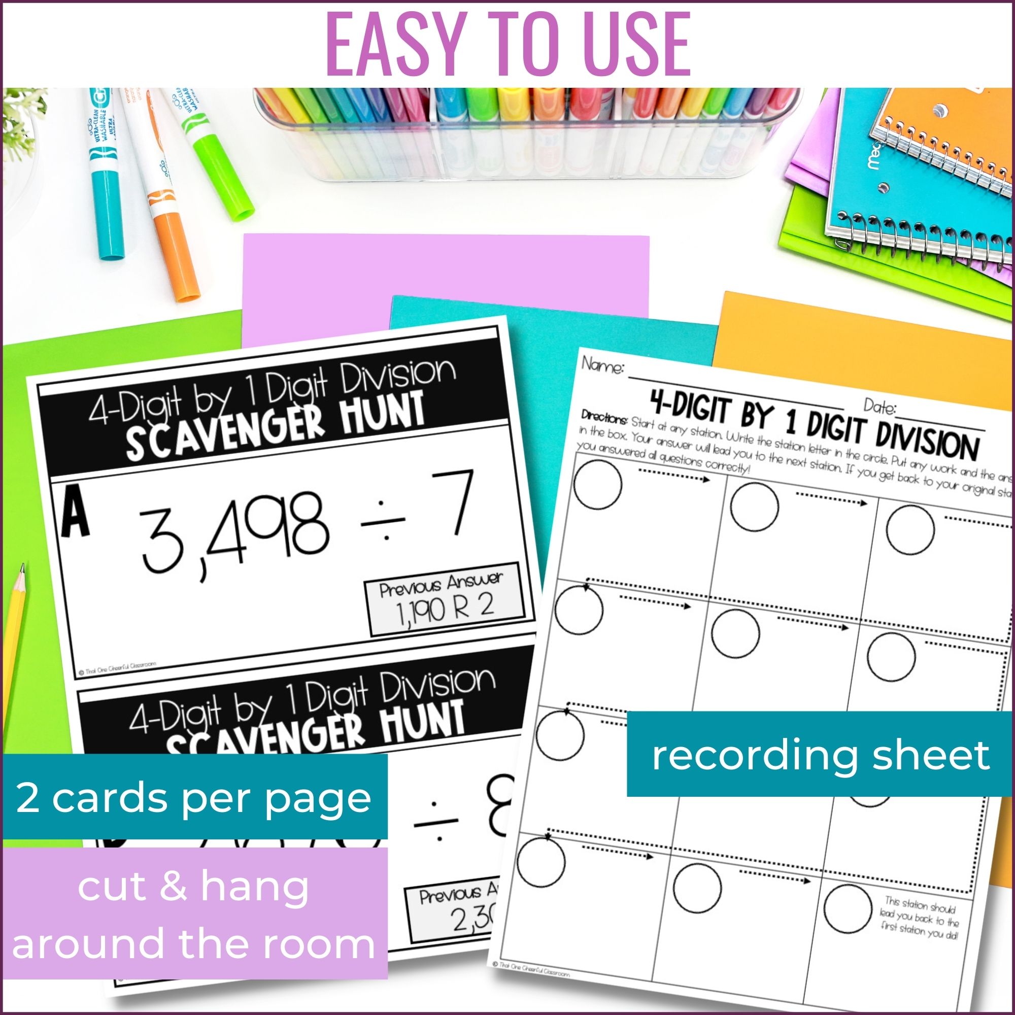 4th Grade 4 Digit by 1 Digit Long Division Math Scavenger Hunt Activity ...