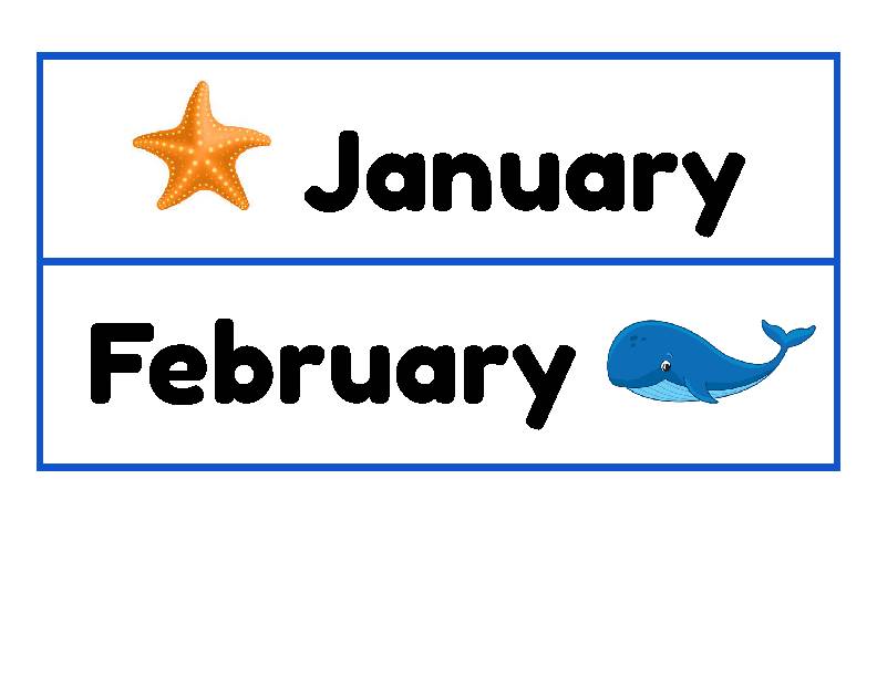 Ocean Themed Calendar Months