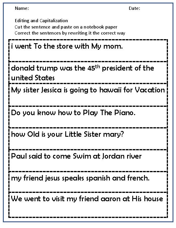 Organization, Editing, Sentences and Spelling - Classful