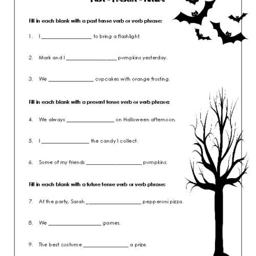 Verb Tense Practice - Past-Present-Future- 3 Halloween Worksheets ...
