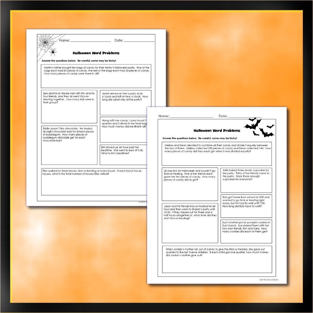 Halloween Word Problems - Grades 3-4 - holiday-theme math - 2 Fun ...