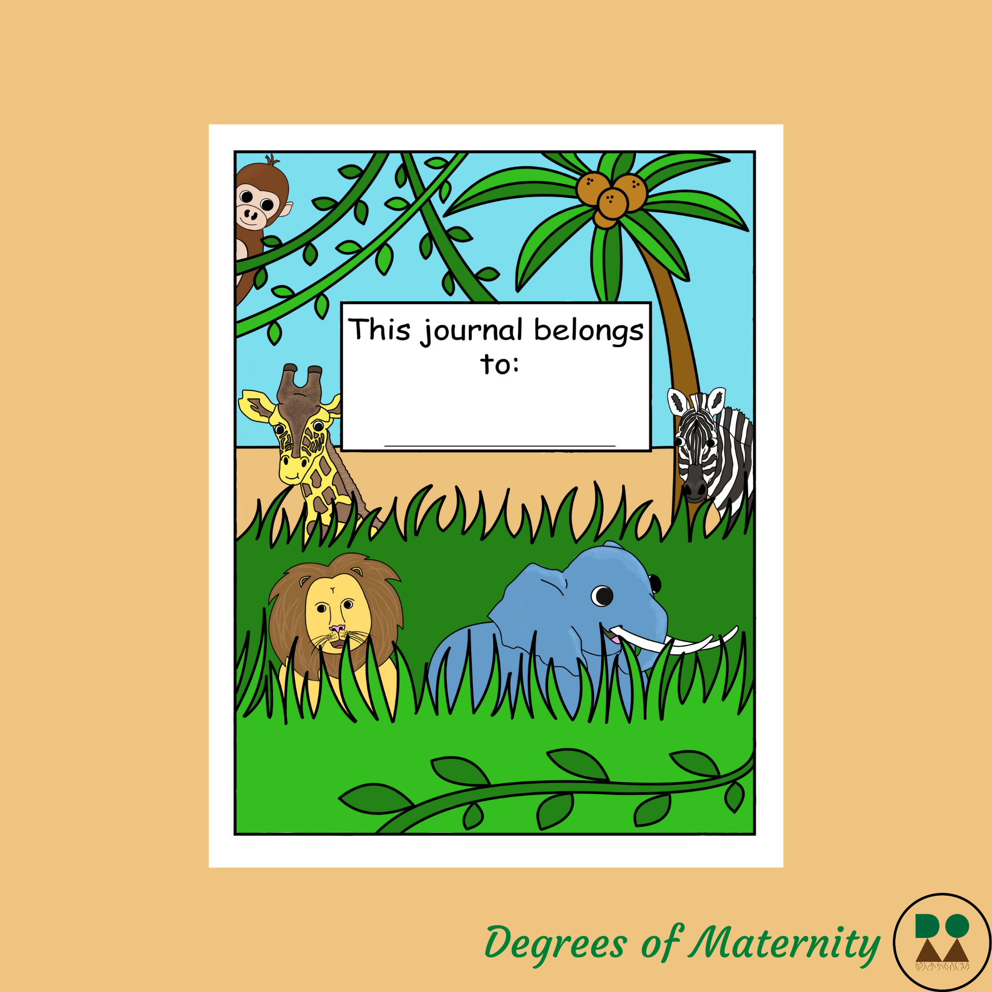 Safari Animals Journal Pages, Bookmarks, and Doorknob Hangers (full ...