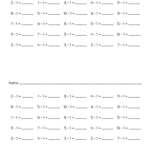 Subtraction Time Test - Fact Fluency 1-10 - Classful