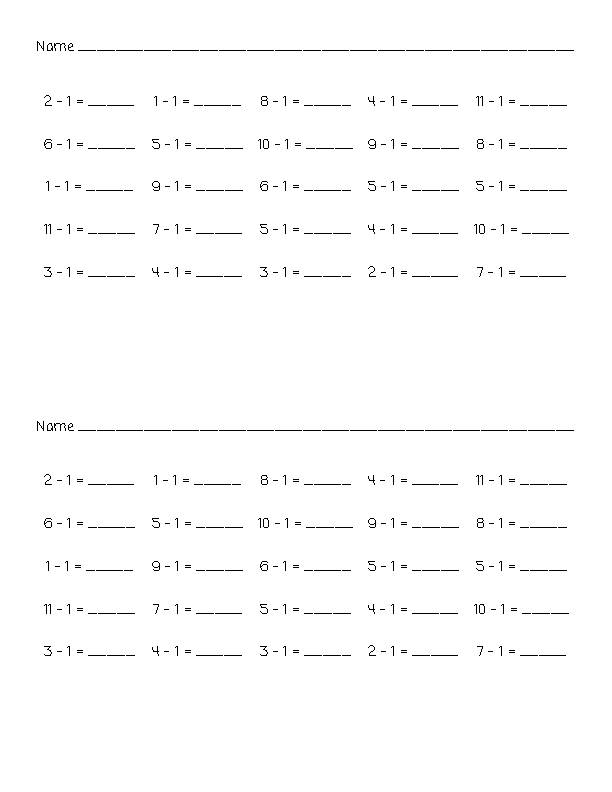 Subtraction Time Test - Fact Fluency 1-10 - Classful