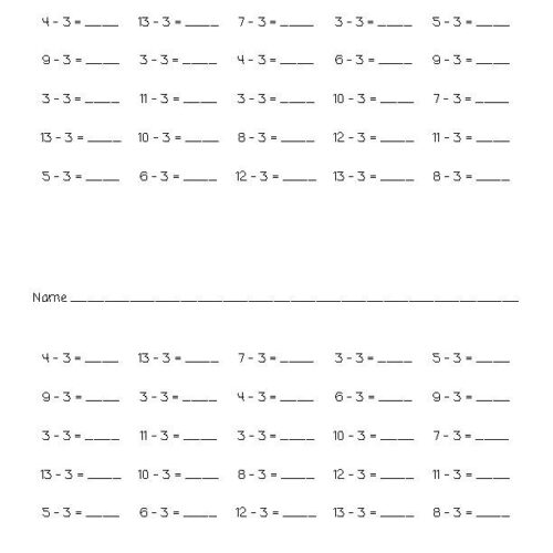 Subtraction Time Test - Fact Fluency 1-10 - Classful
