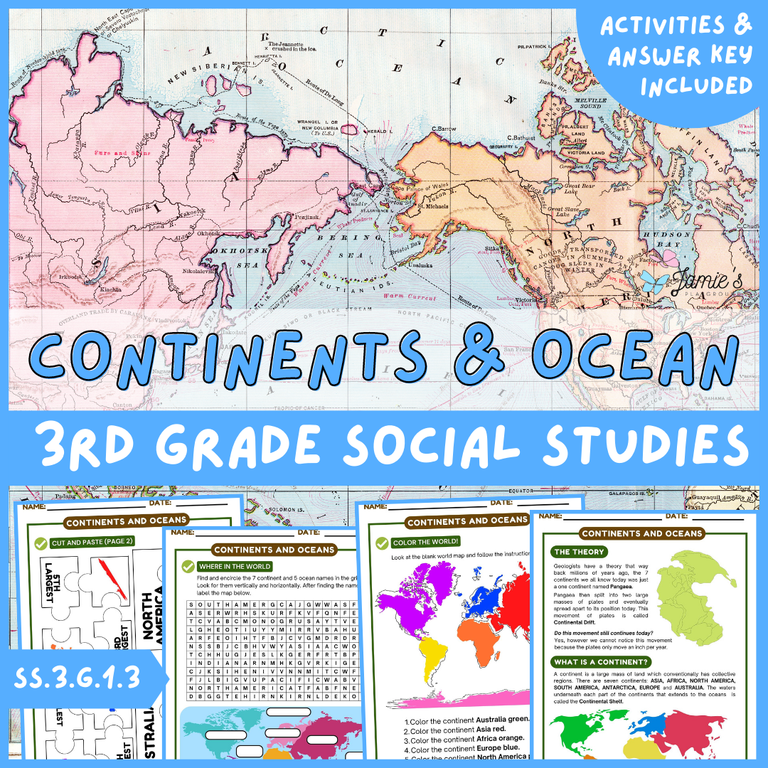 3rd Grade Continents And Oceans Worksheets Continents And Oceans