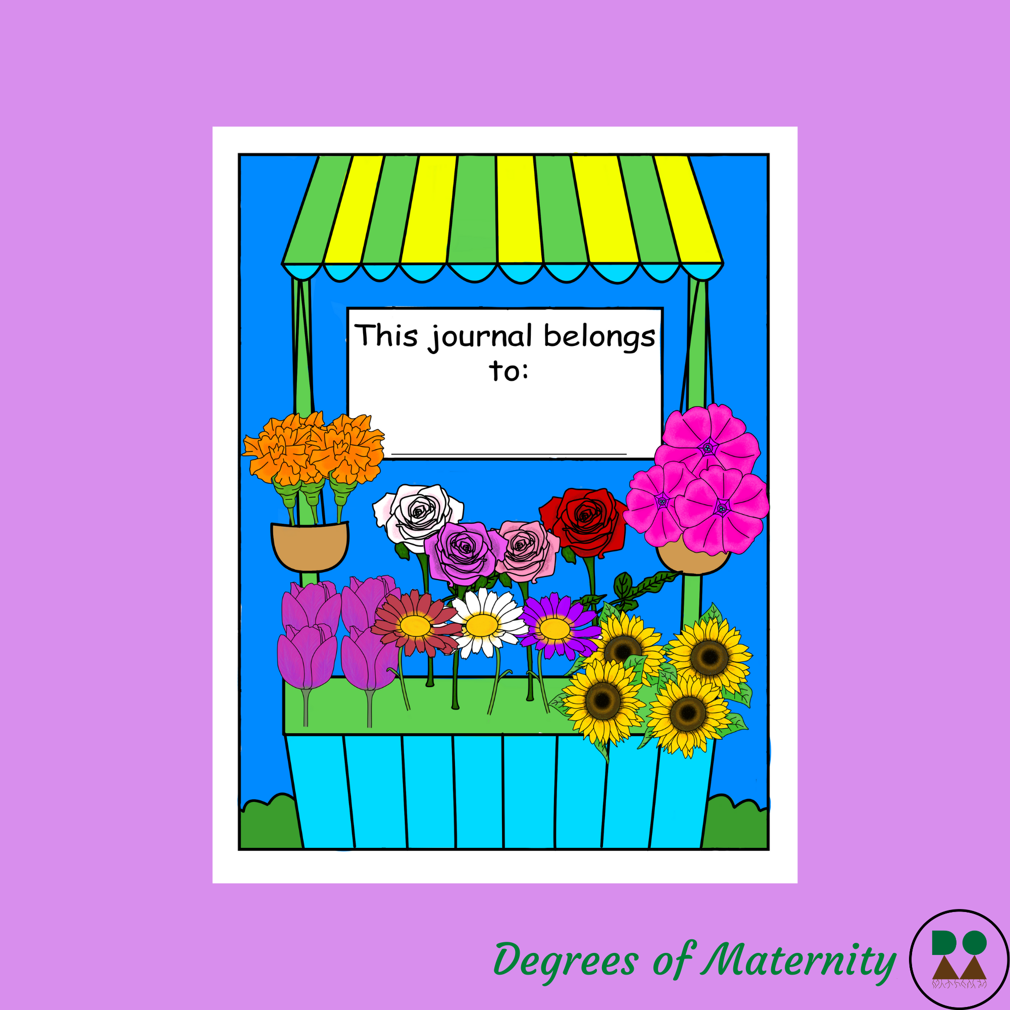 Beautiful Flowers-Themed Printable Journal Cover (full color), writing ...