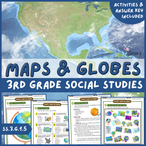 Maps and Globes Activity & Answer Key 3rd Grade Social Studies - Classful