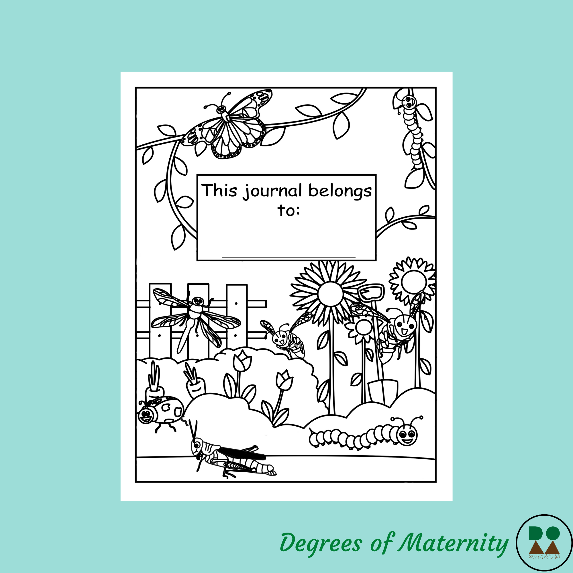 Interesting Insects-Themed Printable Journal Cover (coloring page ...