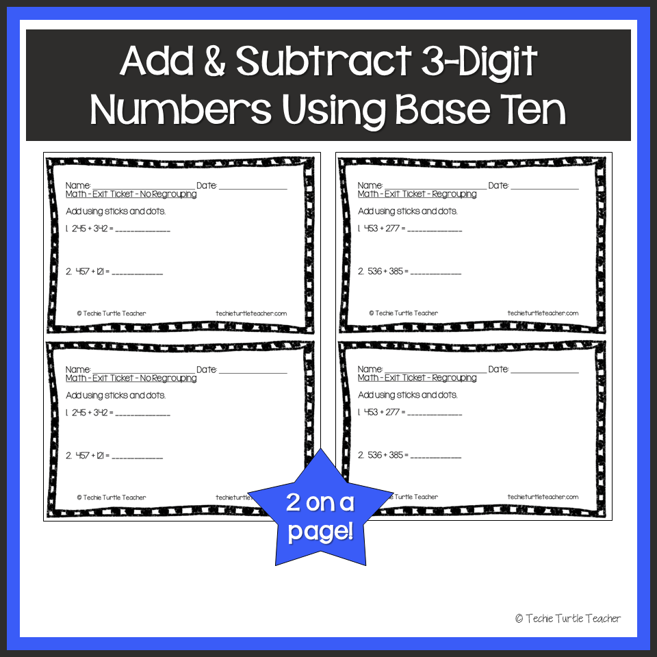 3-Digit Addition & Subtraction with and without Regrouping Using Base ...