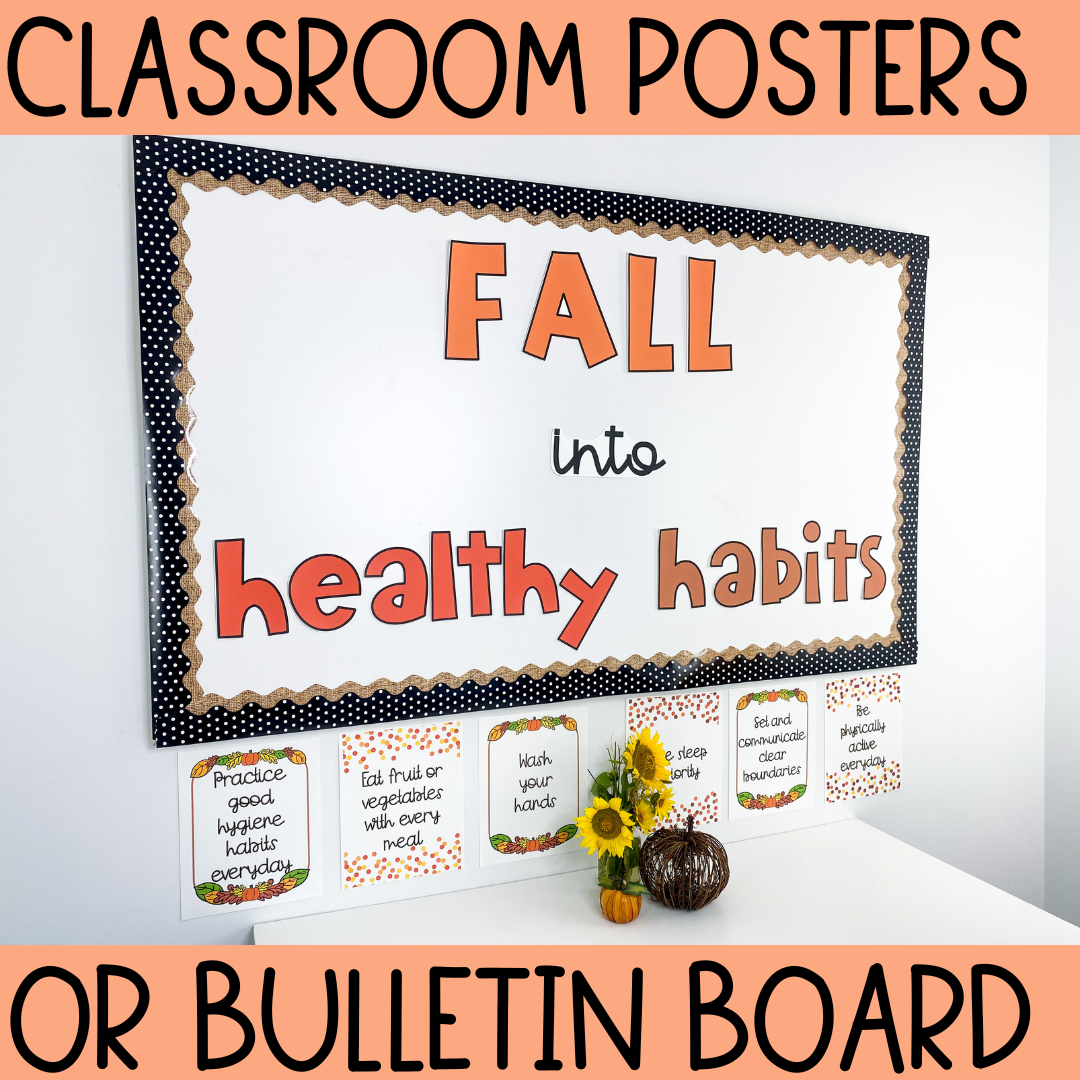 Autumn Health Theme Bulletin Board | Fall Into Healthy Habits - Classful