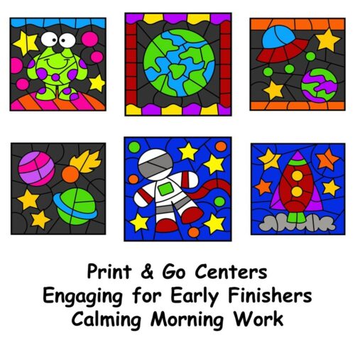 SPACE COLOR BY NUMBER CODE SUBTRACTION TO 10 MATH COLORING PAGES - Classful