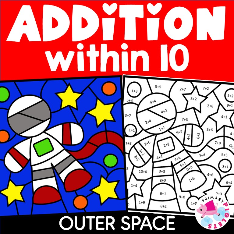 SPACE COLOR BY NUMBER CODE ADDITION TO 10 - Classful