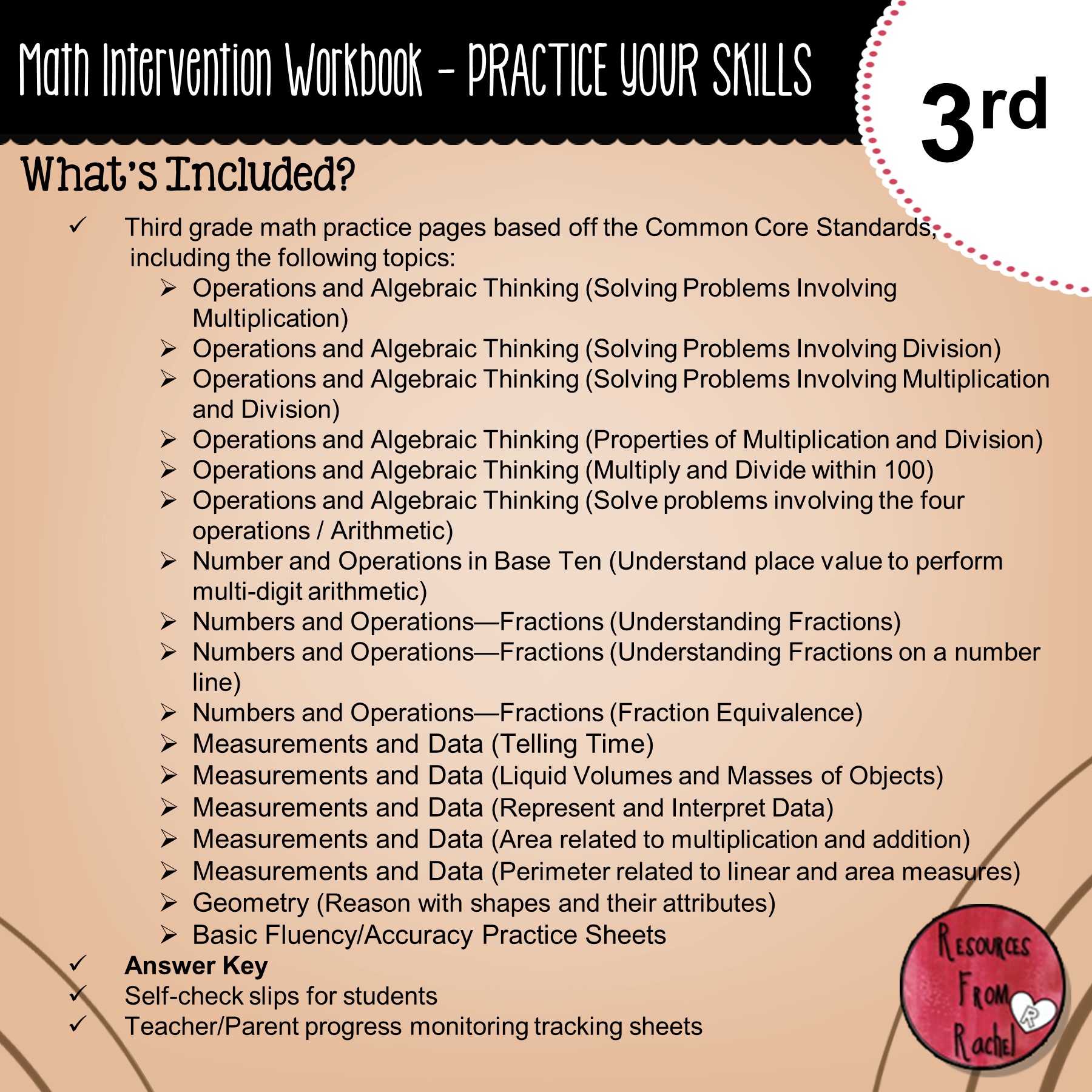 Math Intervention Workbook 3rd grade - book 1 - Classful