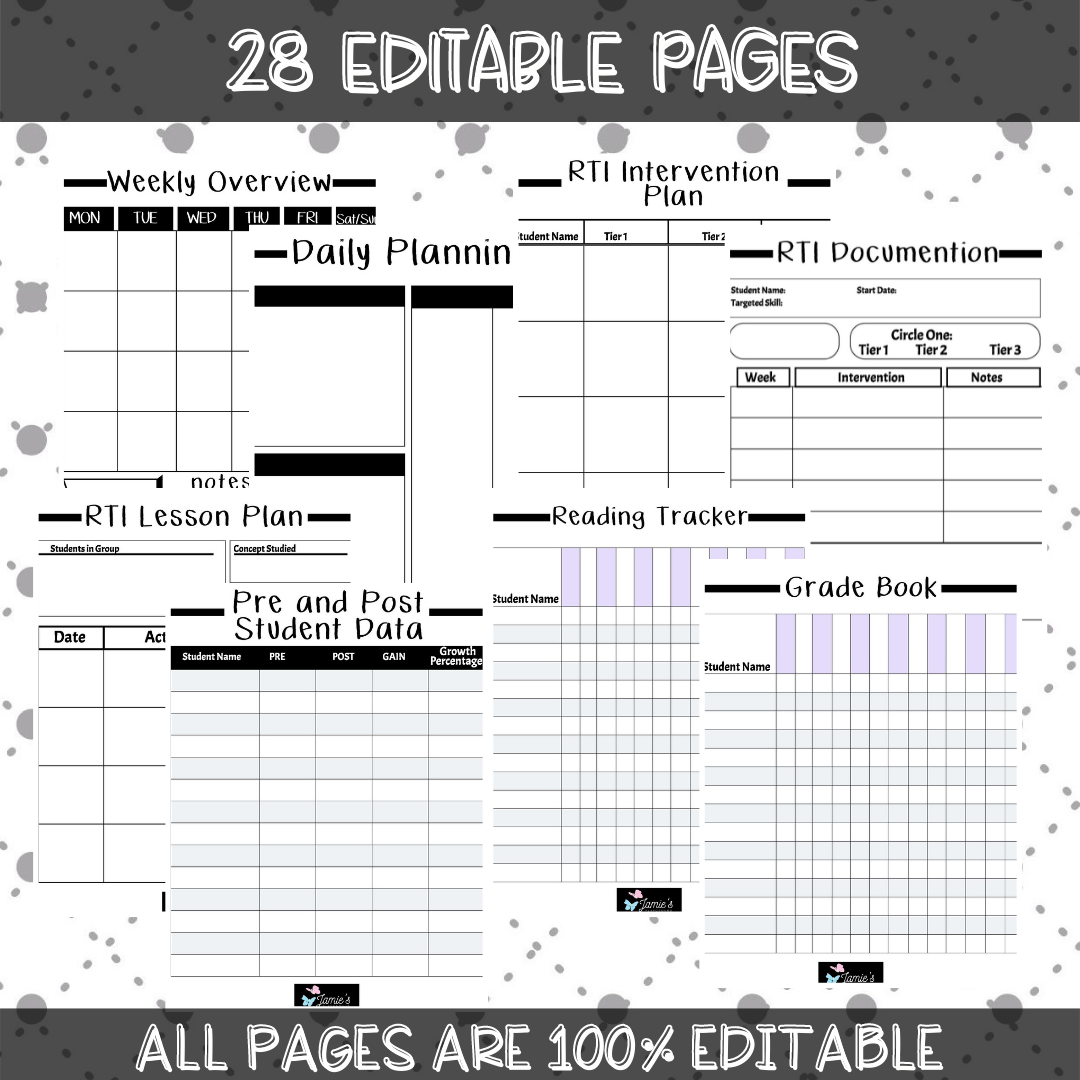 Editable Binder Documents for Teacher Binder Planner | Response to ...