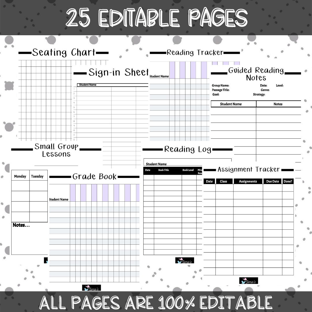 Editable Binder Documents for Teacher Binder and Planner | ELA ...