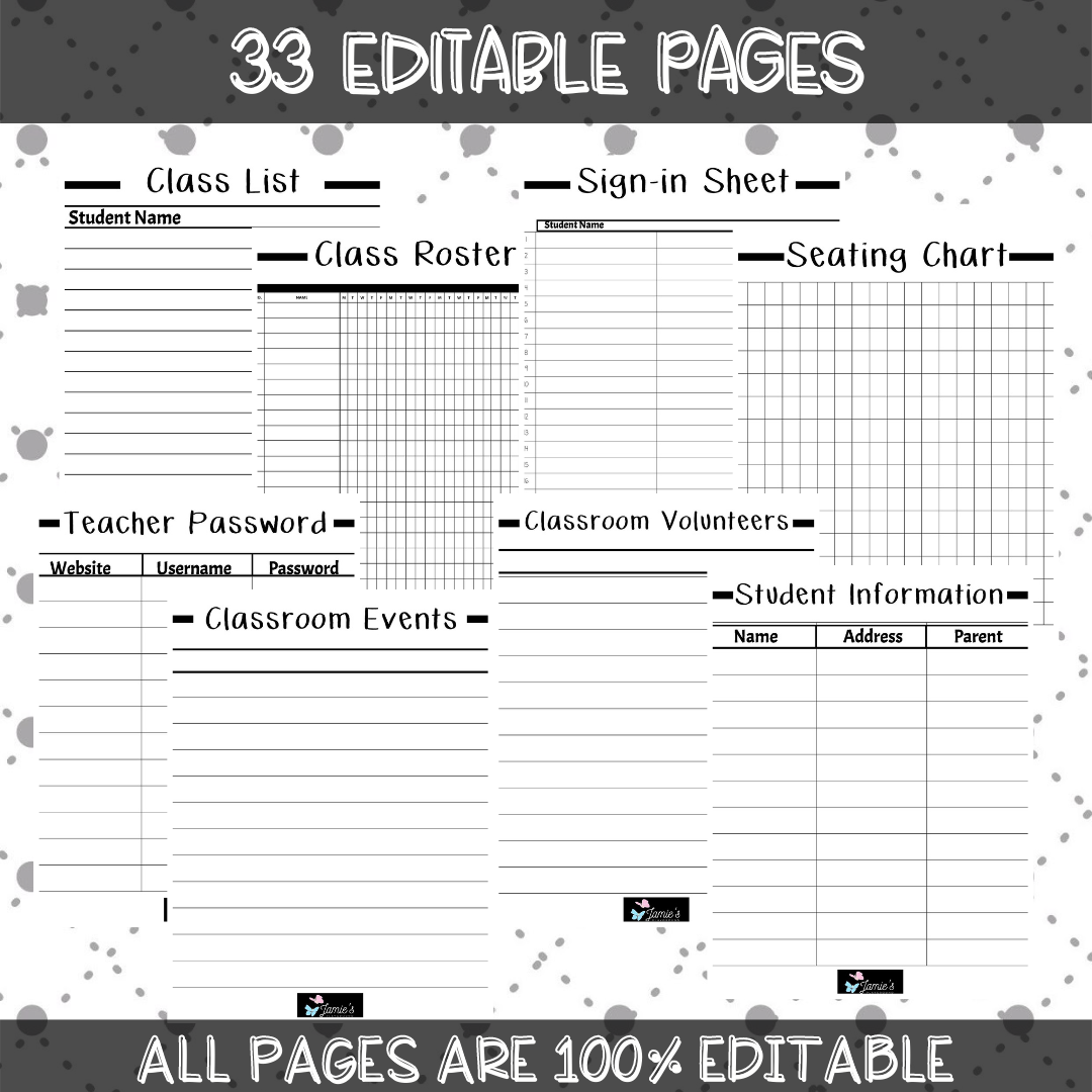 Editable Binder Documents for Teacher Binder and Planner | Teacher ...