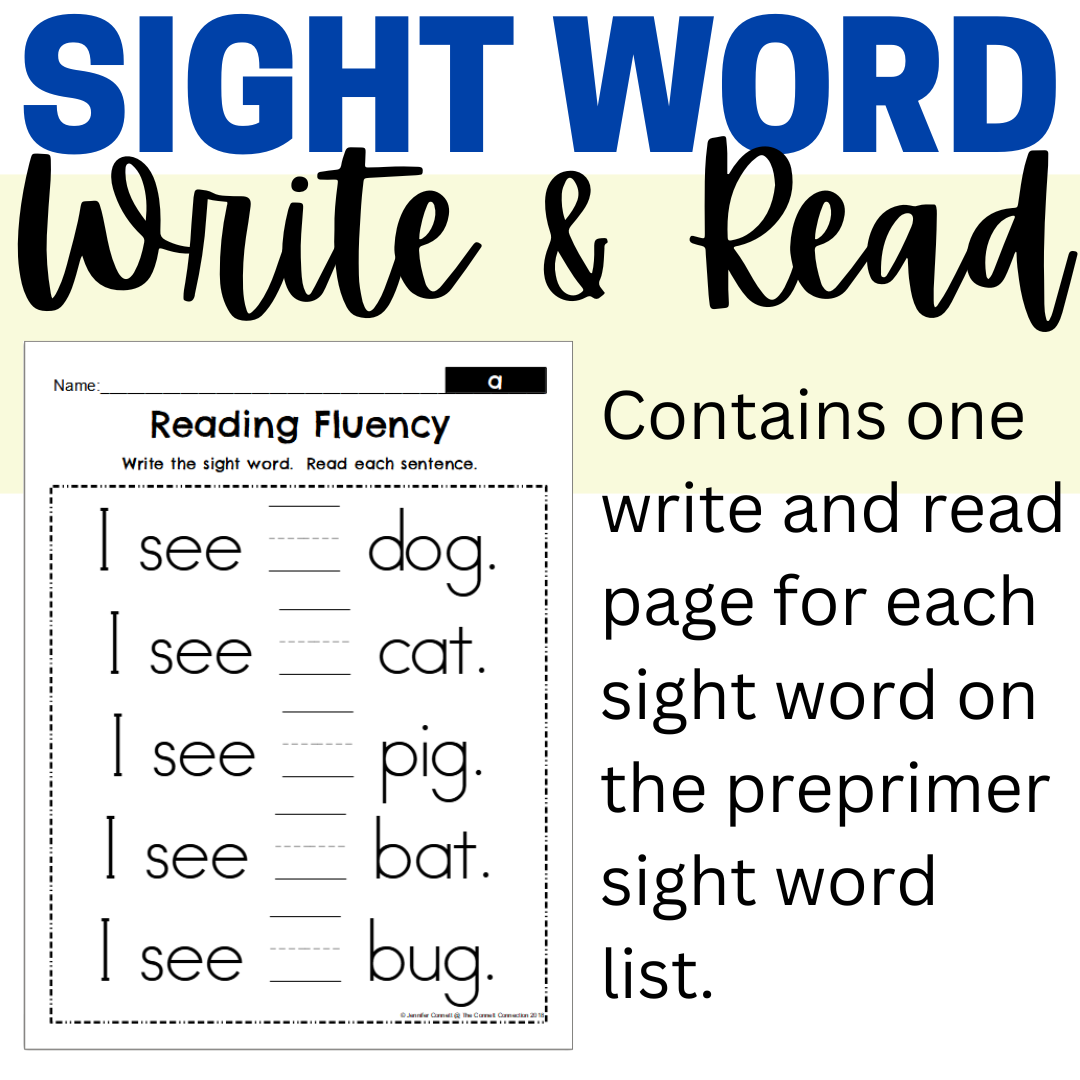 Preprimer Sight Word Write and Read Fluency Passages - Classful