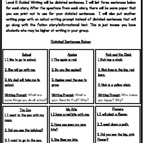 Guided Reading Level D - Classful