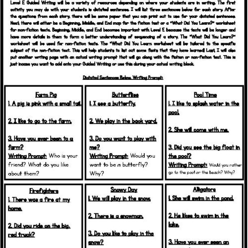 Guided Reading Level E - Classful