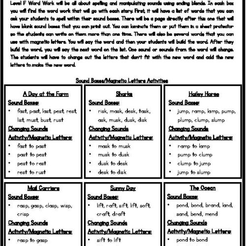 Guided Reading Level F - Classful