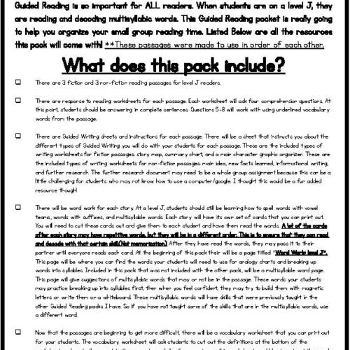 Guided Reading Level J - Classful