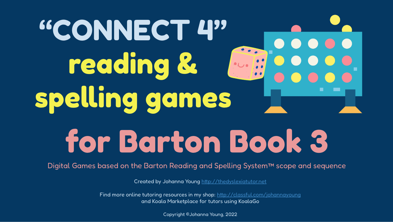 'Four in a Row' Digital Reading & Spelling Games for Barton Book 5 ...
