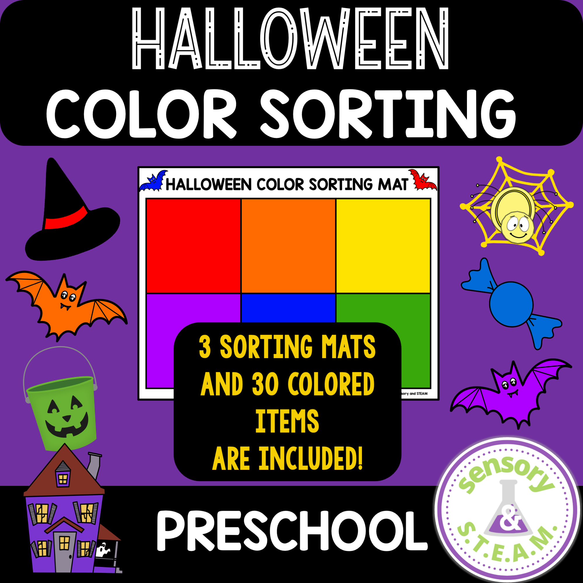 HALLOWEEN COLOR SORT SENSORY BIN for Toddlers and Preschool | low prep ...