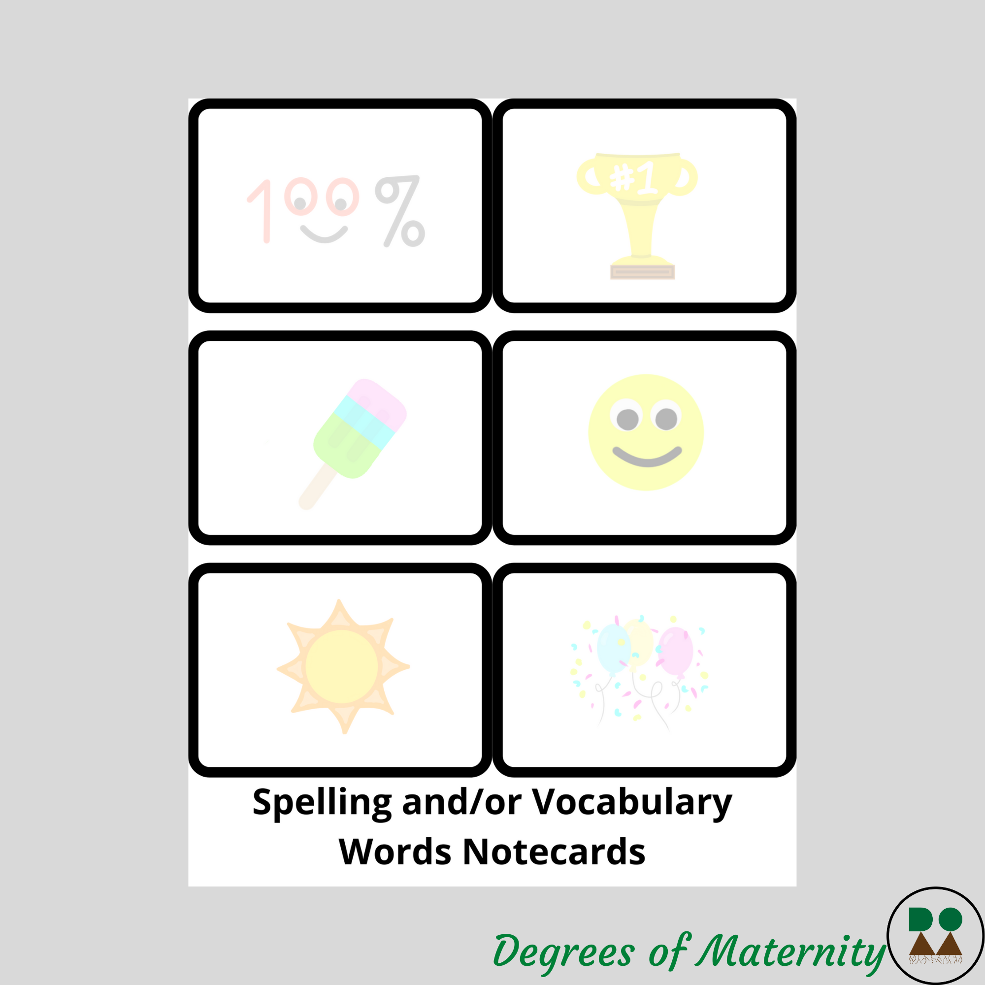Spelling and Vocabulary Words Notecards Templates (2 sheets) - Classful