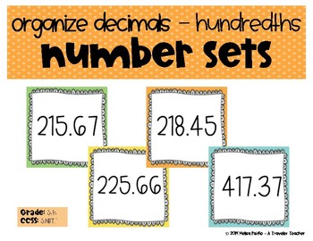Number Sets Organize Decimals Hundredths - Classful