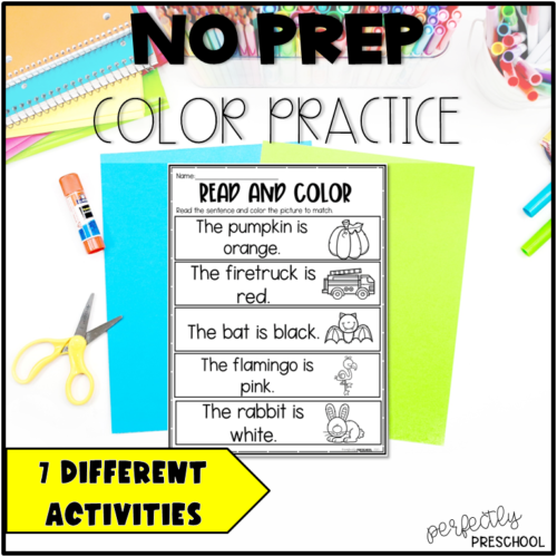 Color Identification No Prep Worksheets for Preschool and Kindergarten ...