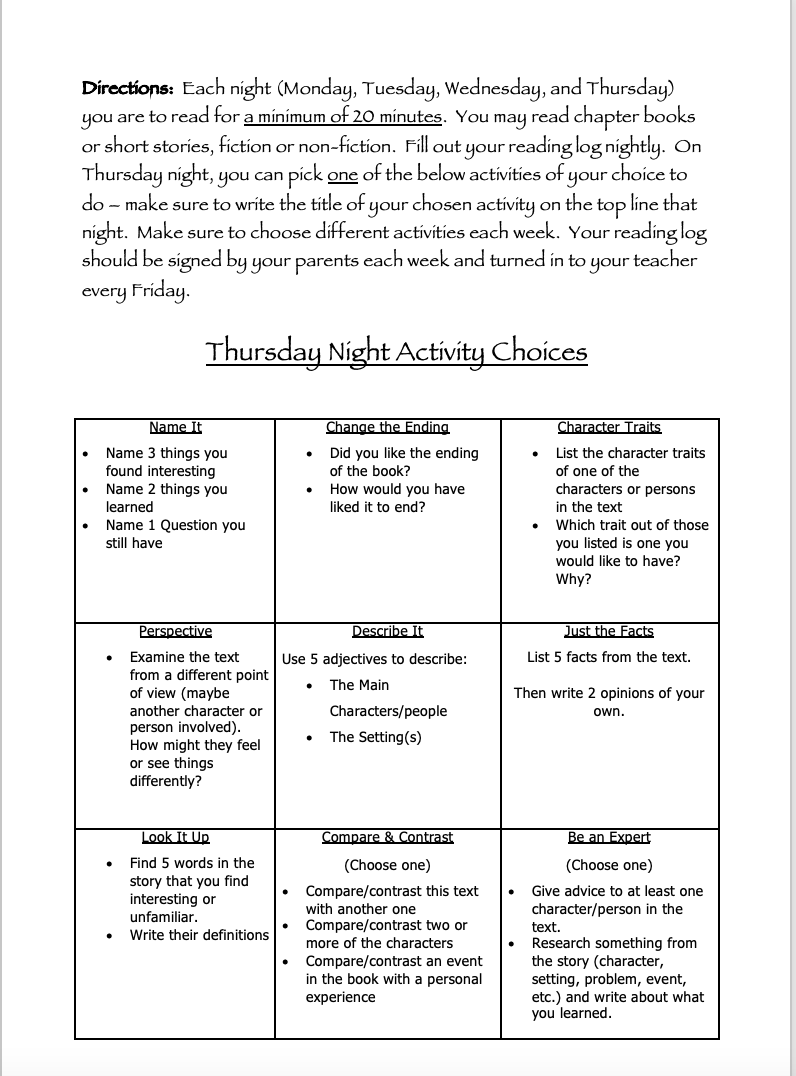 Elementary Reading Log - Grades 3 to 5 - Classful