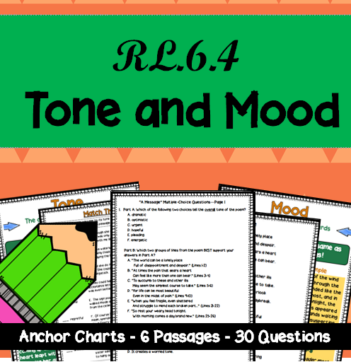 RL.6.4 - Tone and Mood- 6 Passages with 30 Questions! - Classful
